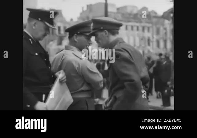 1949 - British soldiers check maps and survey their sector of Potsdam ...