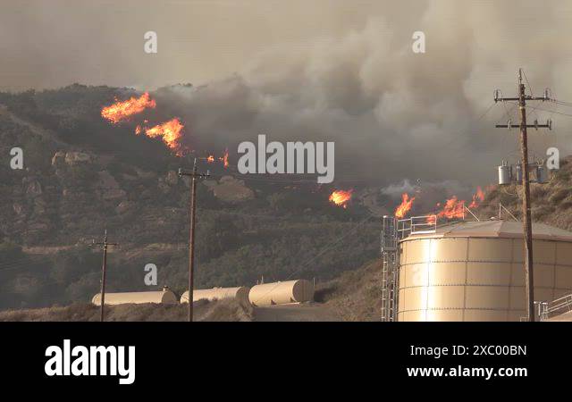 2021 - The Alisal Fire burns near critical infrastructure oil tanks and ...