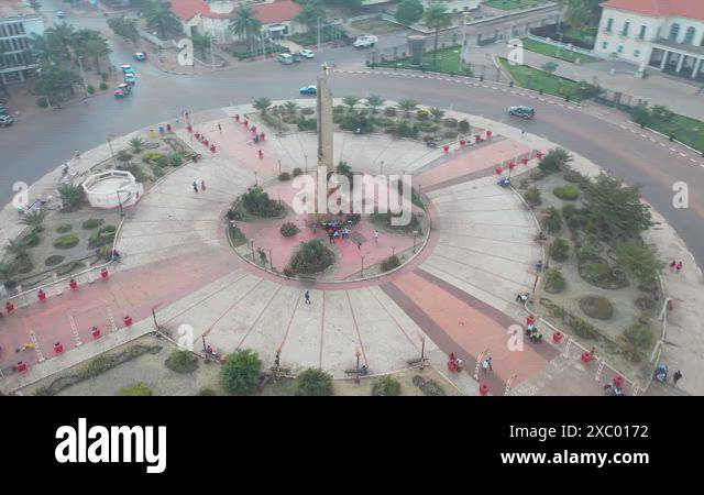 2020 - good aerial over Bissau in Guinea-Bissau West Africa, roundabout ...