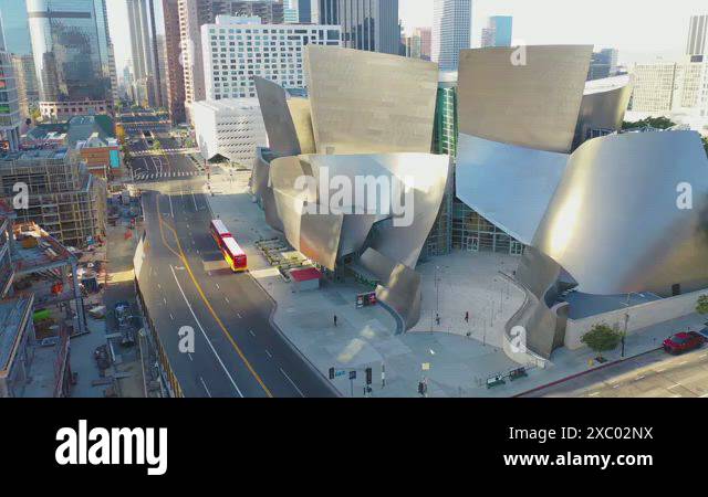 Beautiful high angle of the Walt Disney Concert Hall in downtown Los ...