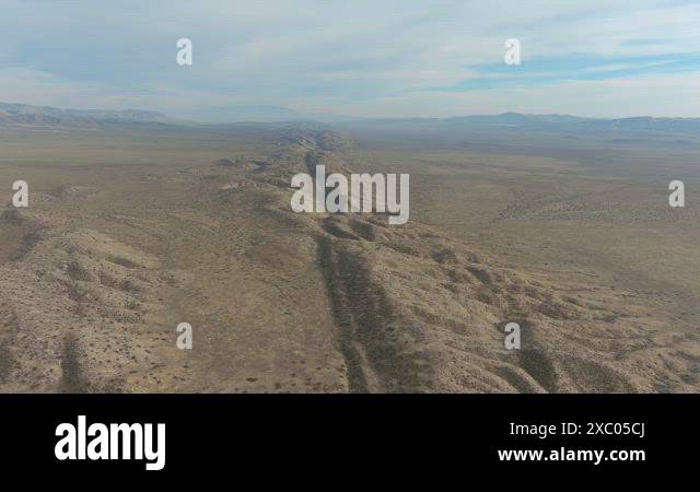 Dramatic aerial over the San Andreas earthquake fault on the Carrizo ...