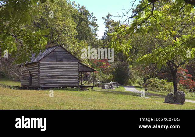 2022 - old one room settler pioneer frontier cabin in the Shenandoah ...