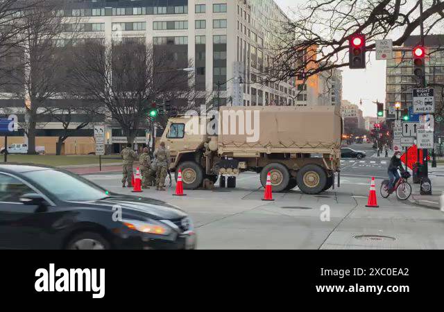 2021 - National Guard troops patrol the Capitol Washington DC following ...