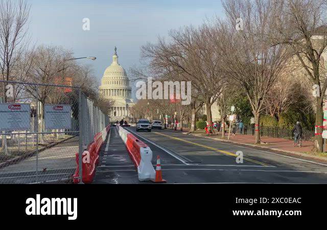 2021 - National Guard troops and police patrol the Capitol Washington ...