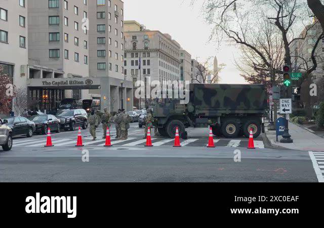 2021 - National Guard troops patrol the Capitol Washington DC following ...