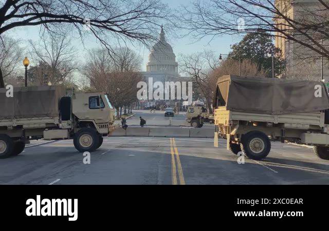 2021 - National Guard troops patrol the Capitol Washington DC following ...