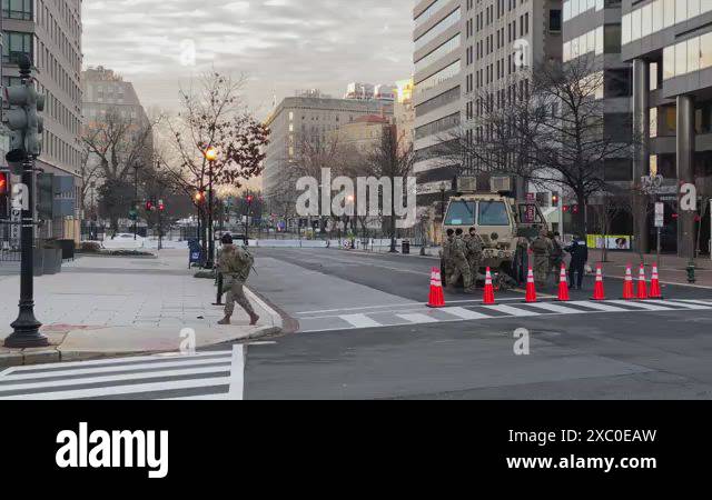 2021 - National Guard troops patrol the Capitol Washington DC following ...