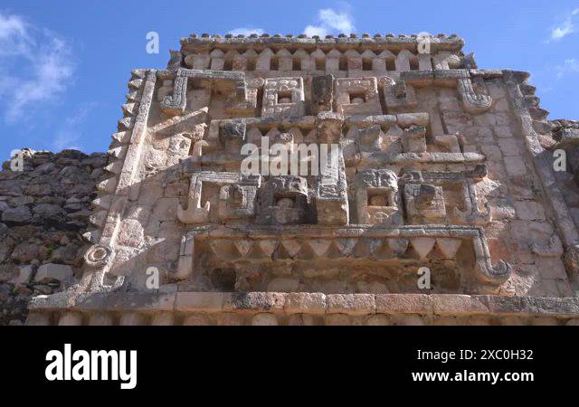2021 - The face of Chaac, Mayan god of rain, adorns the wall of a ...