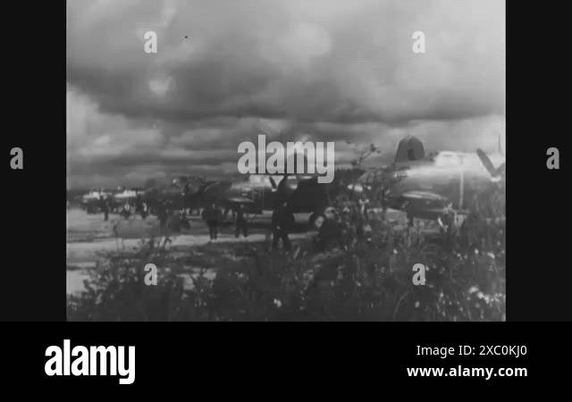 1942 - RAF pilots take off for an air raid mission during the day for ...