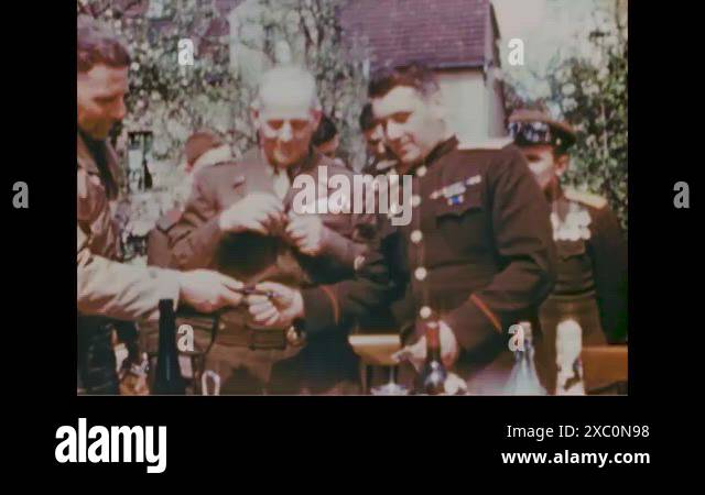 1945 - Generals Reinhardt and Rokossovsky sign autographs at an allied ...