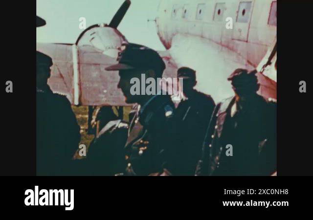 1945 - Nazi officer POWs are boarded onto a US Army C-47 for transport ...