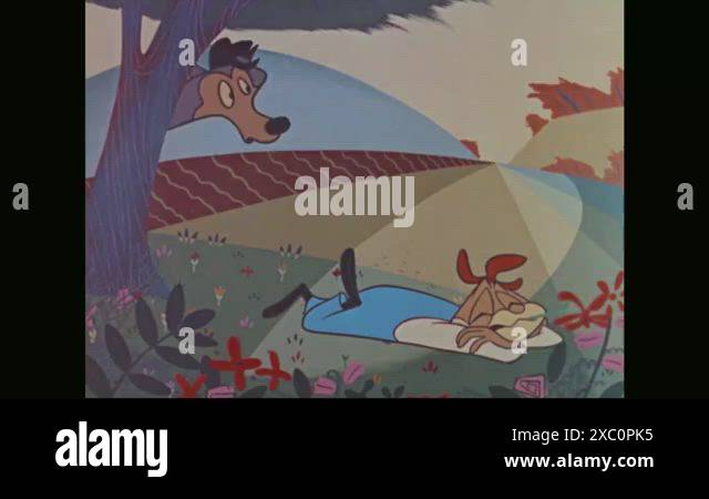 1962 - In this Cold War propaganda cartoon, a wolf flatters a lazy ...