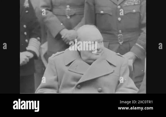 1945 - Joseph Stalin, FDR, and Winston Churchill pose for photographers ...
