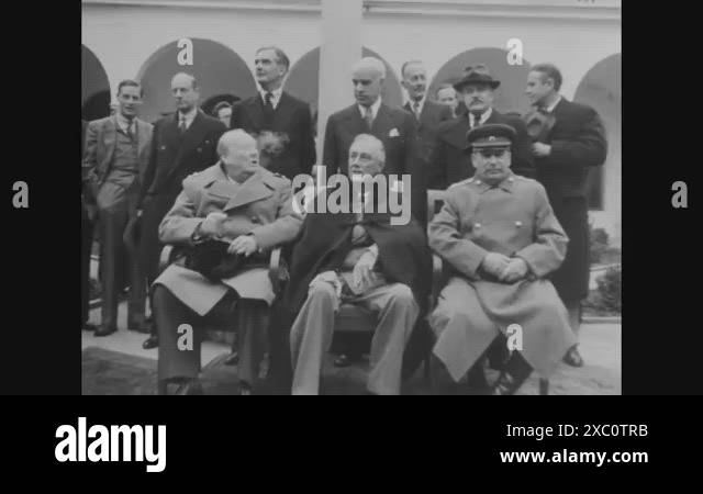 1945 - Joseph Stalin, FDR, and Winston Churchill pose for photographers ...