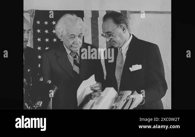 1953 - Albert Einstein is presented with a scale model of the medical ...