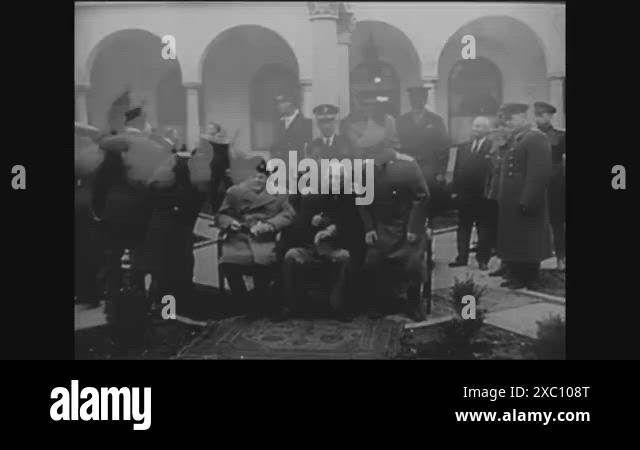 Joseph Stalin sits with Prime Minister Winston Churchill, President ...