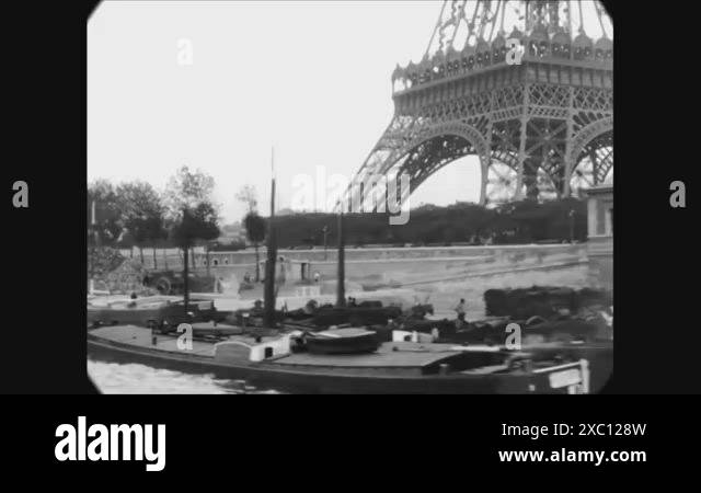 1880s - The Eiffel Tower is filmed from a boat sailing down the Seine ...