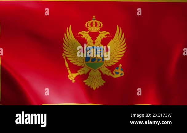 Montenegro flag in the wind. Detailed fabric texture. Seamless looped animation Stock Video ...