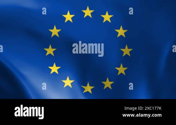 The flag of Europe in the wind. Detailed fabric texture. Seamless ...