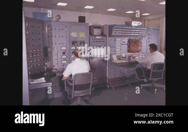 1963 - Technicians man computers at the Aviation Medical Acceleration ...