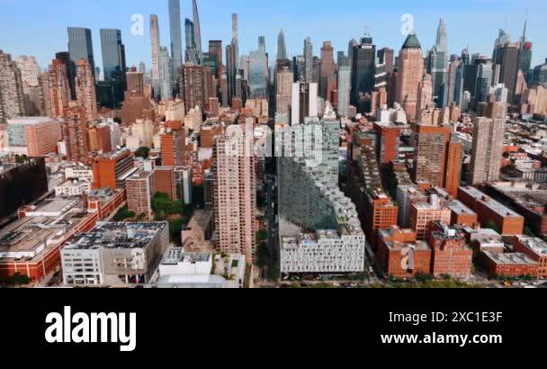 Stunning view of New York midtown. Diversity of urban architecture in ...