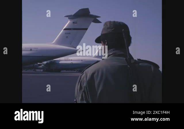 1973 - USAF airmen work as air traffic control for cargo planes ...