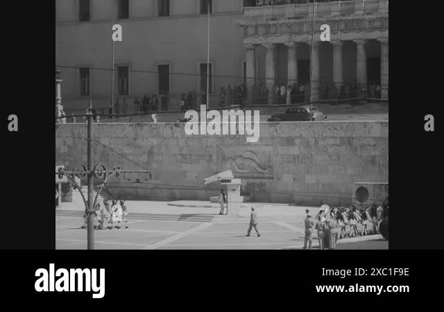 1940s - Greek soldiers march past Athens' Tomb of the Unknown Soldier ...