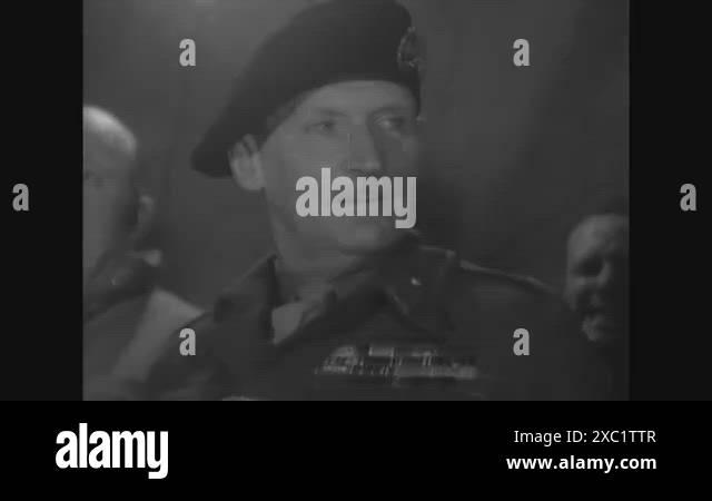 1945 - Field Marshal Montgomery and General Simpson visit 9th US Army ...