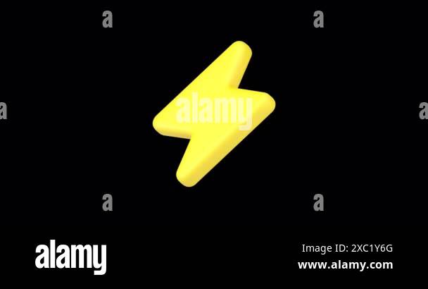 Yellow charging sign 3d icon animation loop with alpha channel. Modern ...