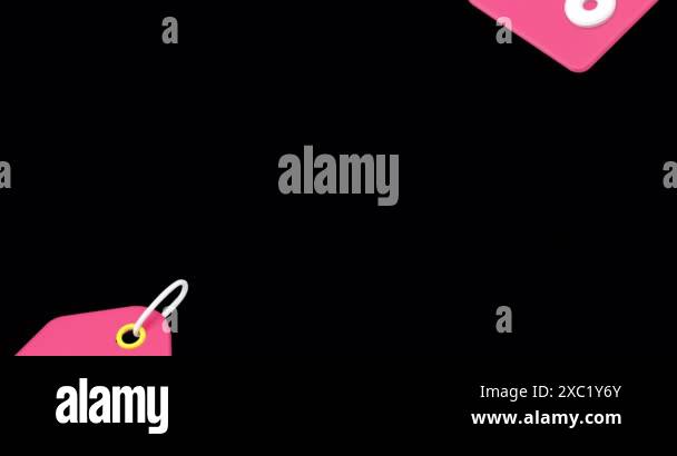 Pink tag percent retail business deal 3d icon animation loop with alpha ...