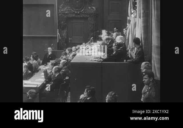 1945 - Rudolf Hess, Joachim von Ribbentrop, and Julius Streicher plead ...
