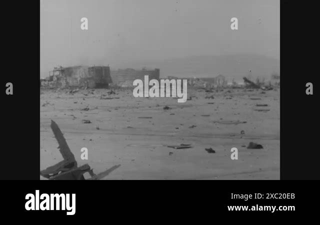 1967 - The US Marines' Da Nang Air Base in Vietnam is seen heavily damaged after a devastating ...