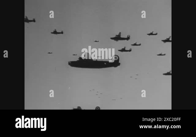 1945 - Aerial combat footage shows the RAF and US Army Air Force ...