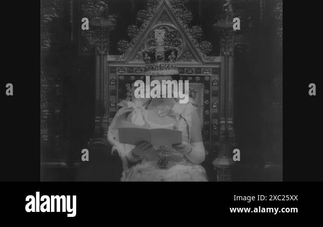 1960 - Queen Elizabeth II gives a speech from the throne to voice ...