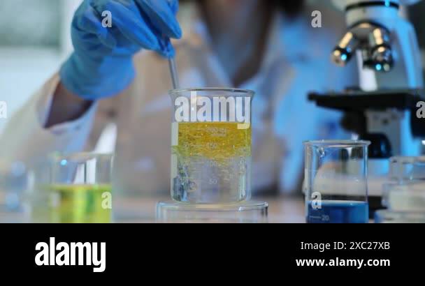 Glass beaker experiment different liquids Stock Videos & Footage - HD ...