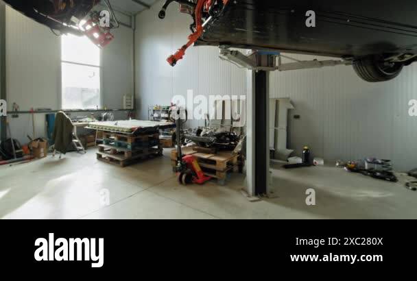 Repair shop featuring a disassembled electric motor, EV maintenance ...