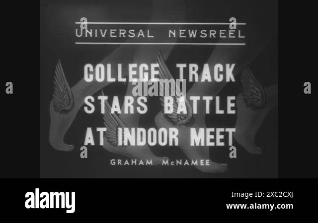 1937 - An indoor college track meet is held with hurdles and short ...