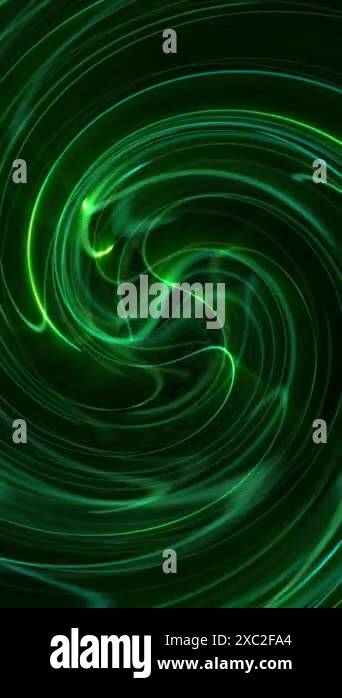 Vertical video - a swirling spiral of green energy light beams and exploding particles. Full HD ...