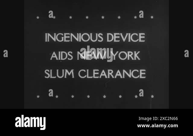 USA - 1946 - The newly-invented wrecking ball is used to demolish slums ...