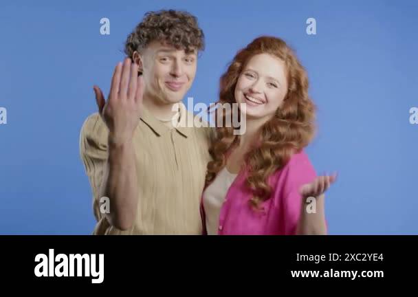 Couple Showing - Hey You, Come Here. Man Woman Ask Join them, beckons ...