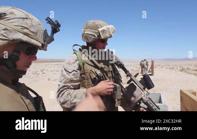 U.S. Marines fire the M32 multiple grenade launcher Stock Video Footage ...