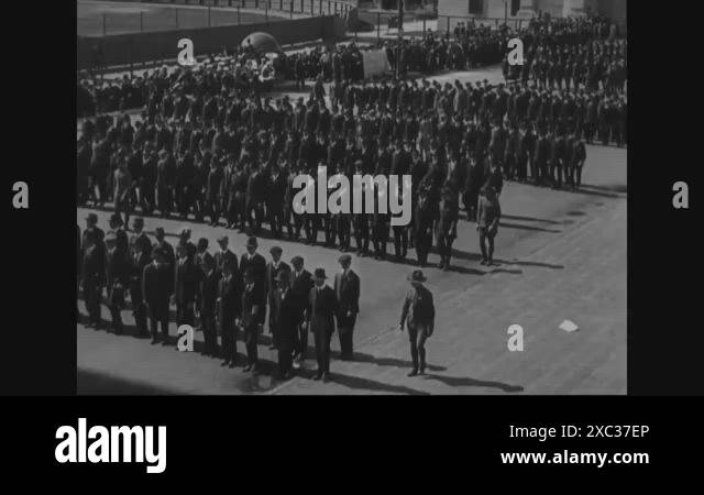 The American army signal corps forms in 1918 and parades at Columbia ...