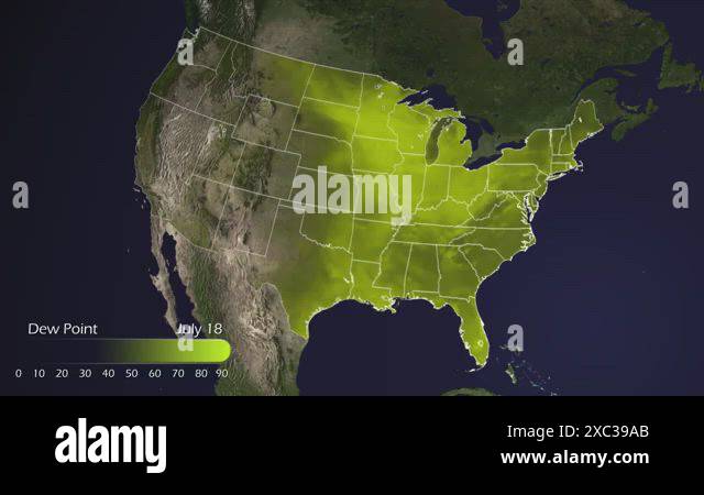 An animated map visualization shows the dew point across the U.S Stock ...