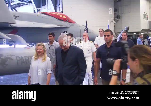 Silent footage of Israeli Prime Minister Benjamin Netanyahu visiting an ...