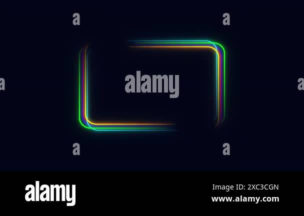 4K animation. Neon frame. Colorful neon lines draw moving. Neon style ...