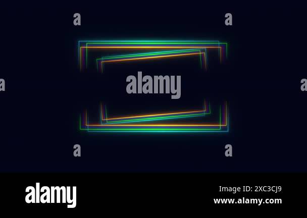 4K animation. Neon frame. Colorful neon lines draw moving. Neon style ...