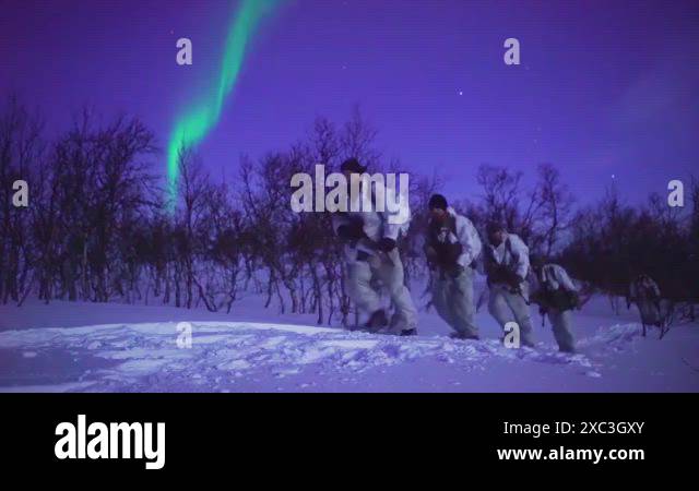 2018 - Norwegian army soldiers exercise ground tactics at night with ...