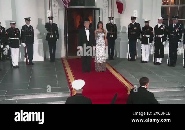 2019 - President Donald Trump and First Lady Melania Trump greet French ...