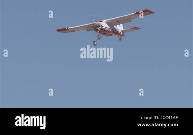 A small drone airplane lands in the desert Stock Video Footage - Alamy