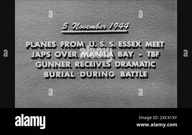 1944 - US Navy TBF torpedo bombers take off from the flight deck of the ...